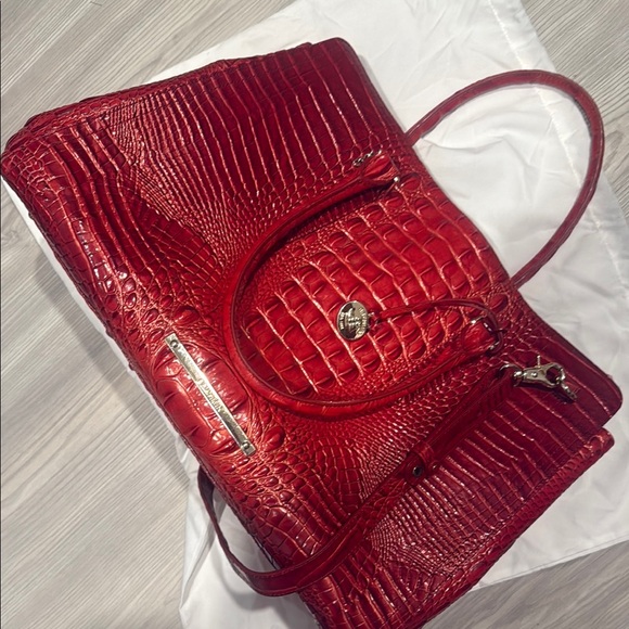 Brahmin | Bags | Brahmin Red Crocodiletextured Tote | Poshmark